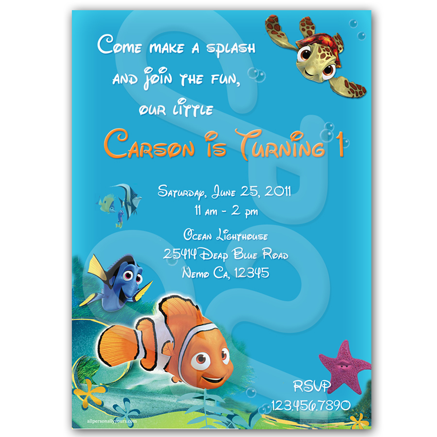 Finding Nemo Custom Invitation