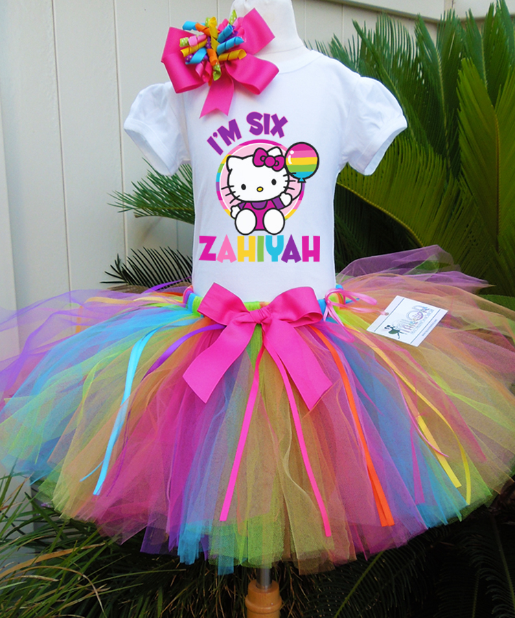 Hello Kitty Custom birthday tutu set Rainbow
