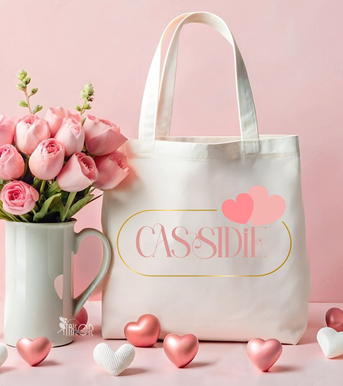 Valentines Day Pink Rose Gold Metallic Personalized Name Heart Gift ...