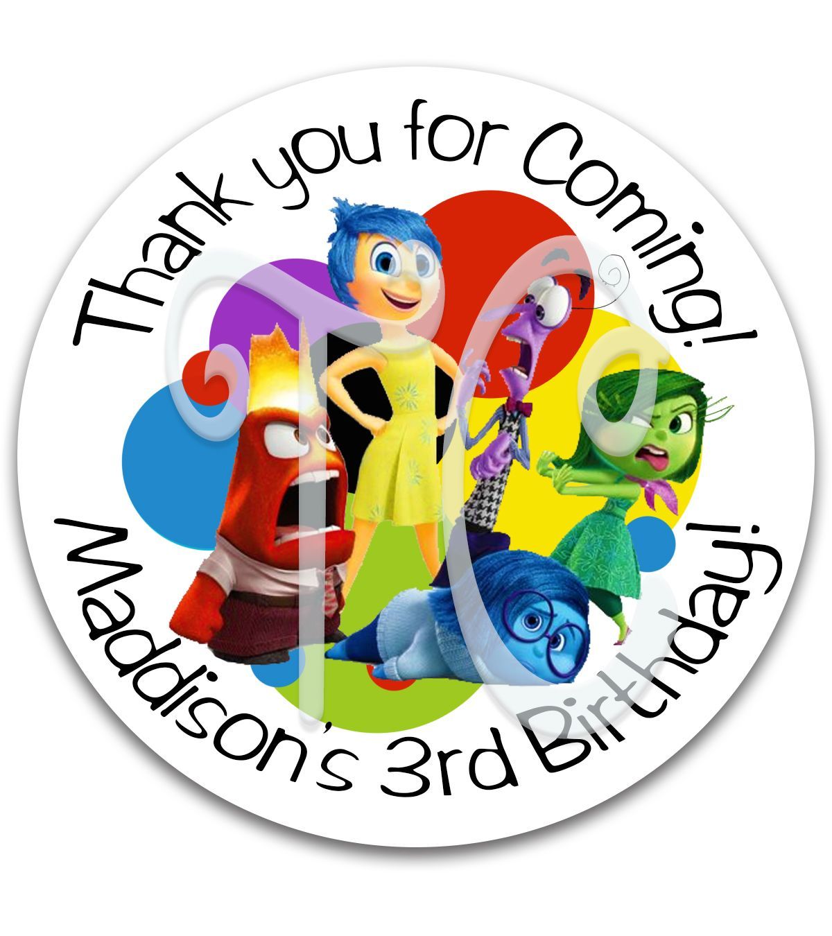 Inside Out Custom Birthday Stickers