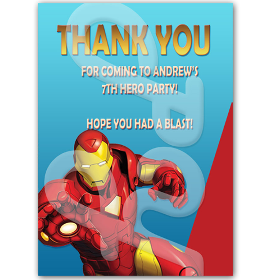 Iron Man personalized thank you cards