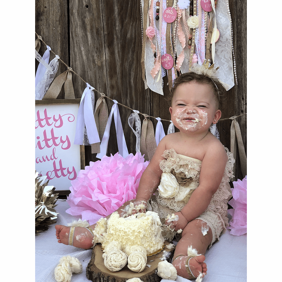 Ivory and Gold Lace Romper Outfit