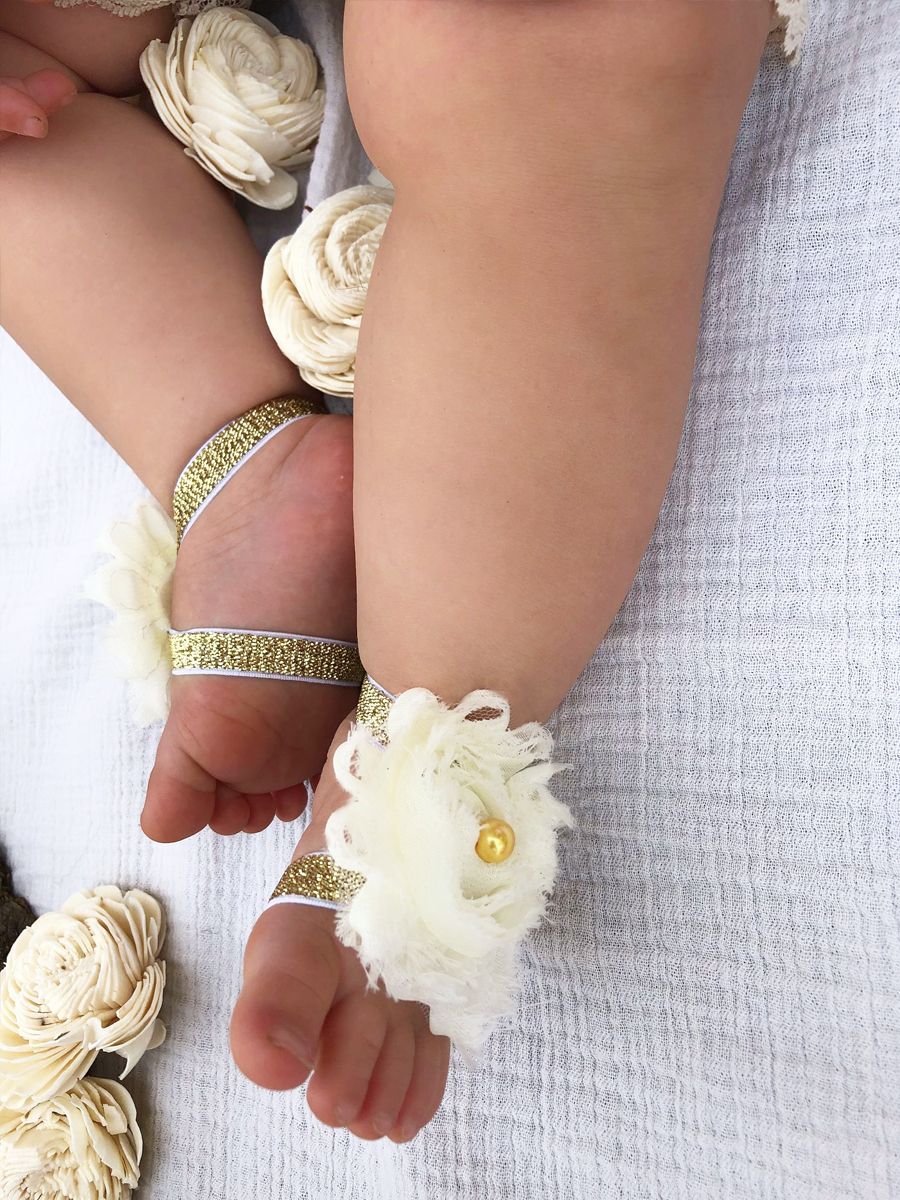 Ivory and Gold Lace Romper Outfit