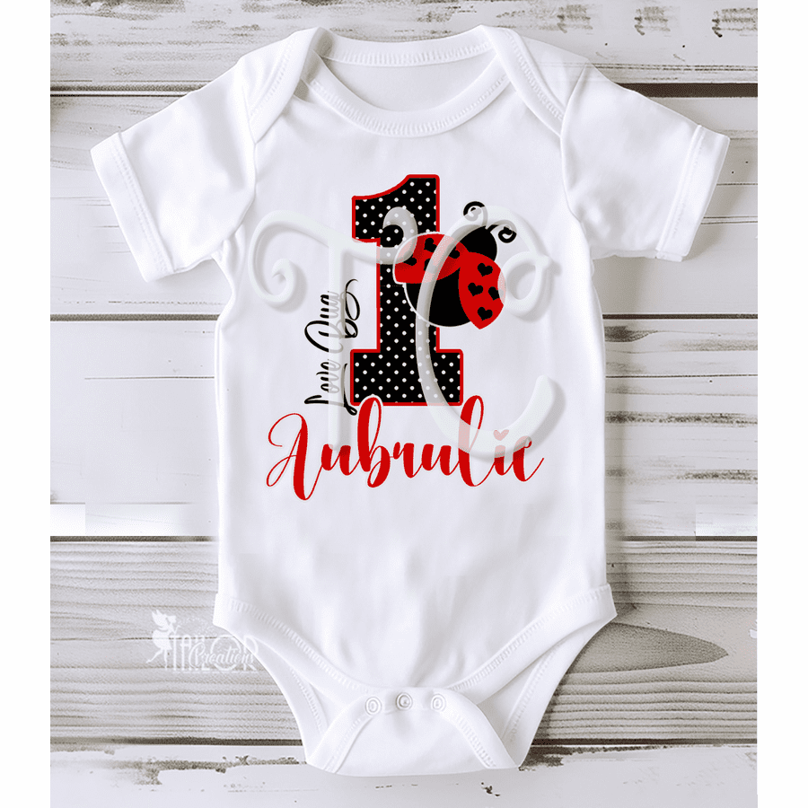 Ladybug Love Bug Polka Dot Custom Birthday Shirt Shorts Set Denim Jeans ...