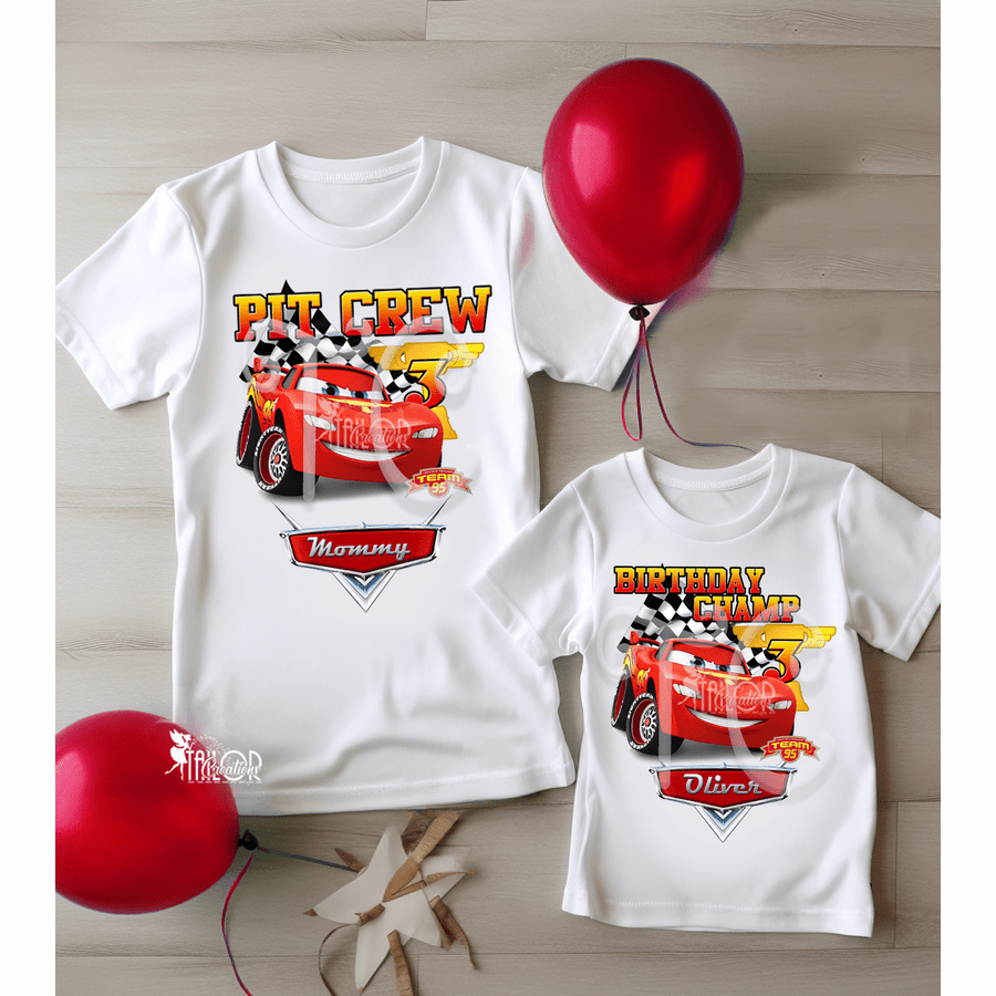 Lightning Mcqueen Pit Crew Birthday T Shirt Disneyland Matching Family ...