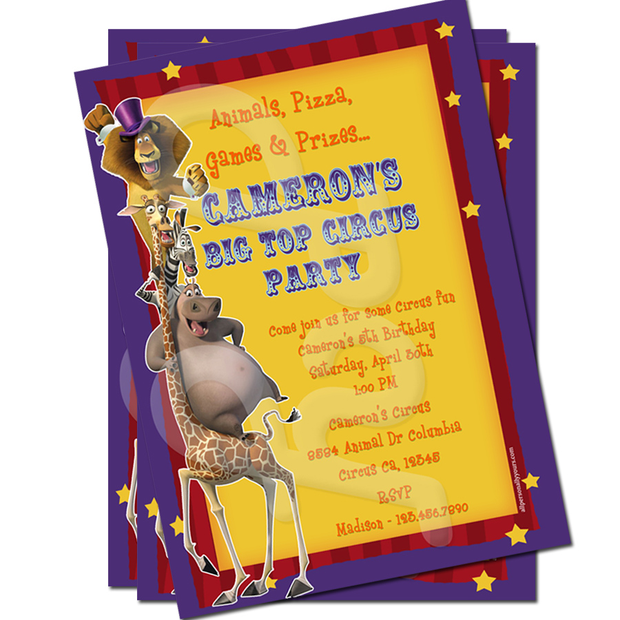 Madagascar Personalized Birthday Invitations Flat File Party Supplies Ideas