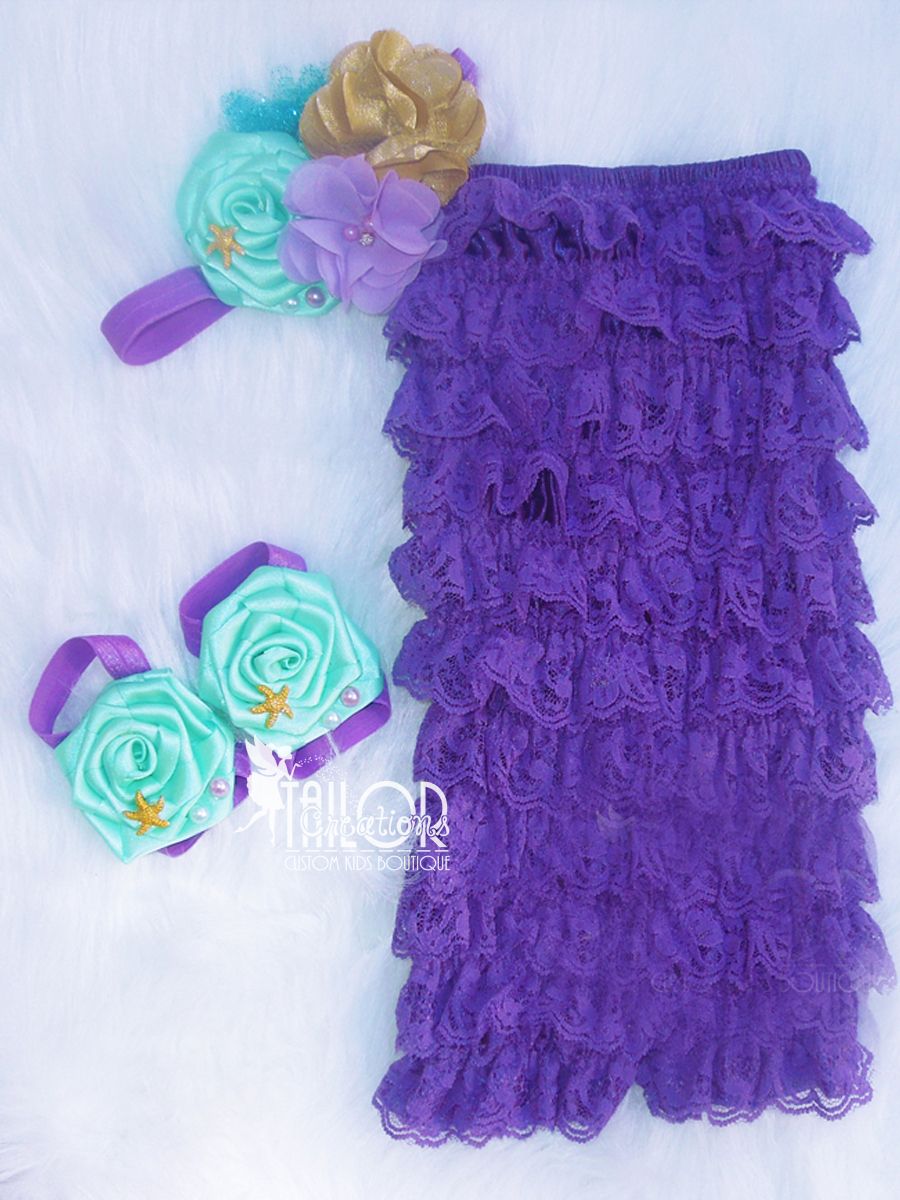 Aqua and Lavender Mermaid Barefoot Sandals Set