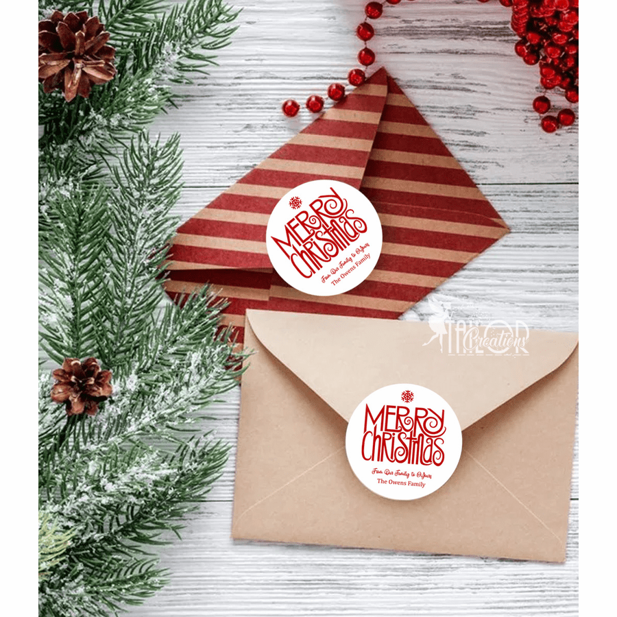 Merry Christmas Custom Stickers, Merry Christmas Custom Gift Tag Label ...