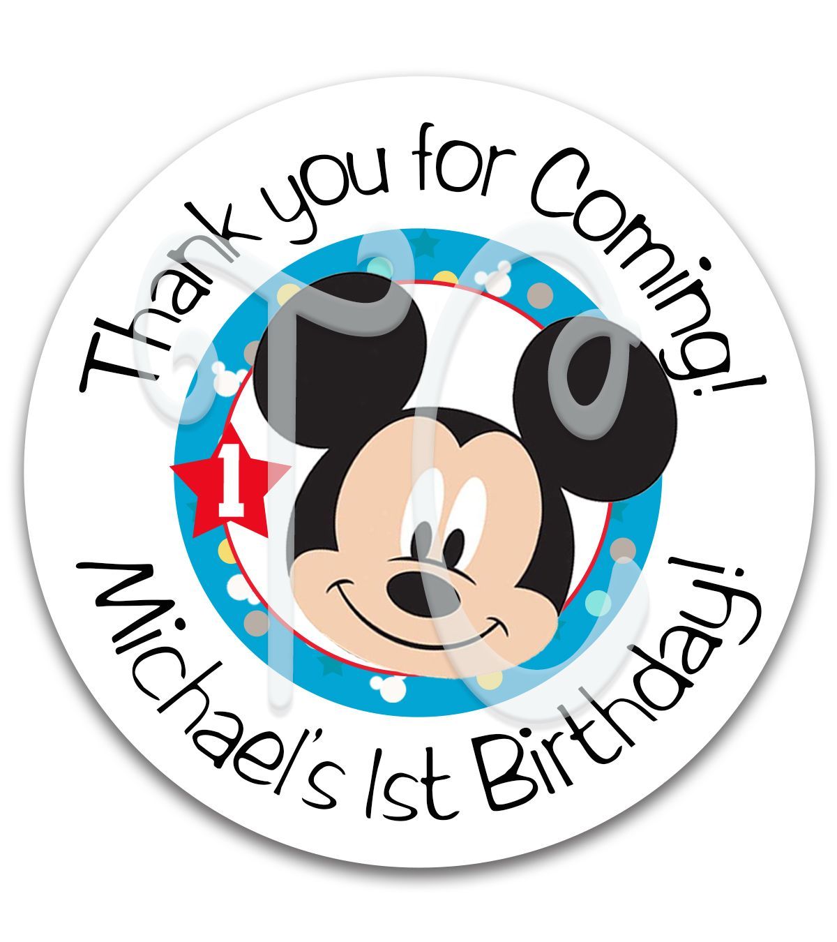 Mickey Mouse 1st Custom Birthday Stickers