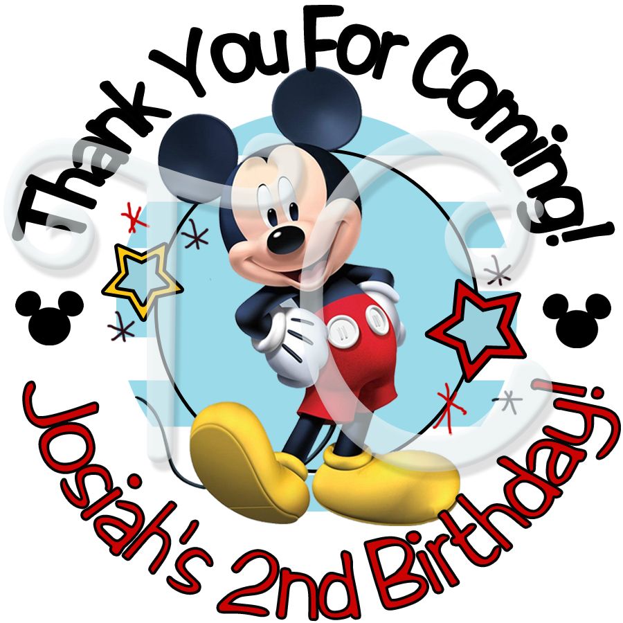 Mickey Mouse Birthday Stickers, Mickey Stickers, Mickey Mouse Favor ...