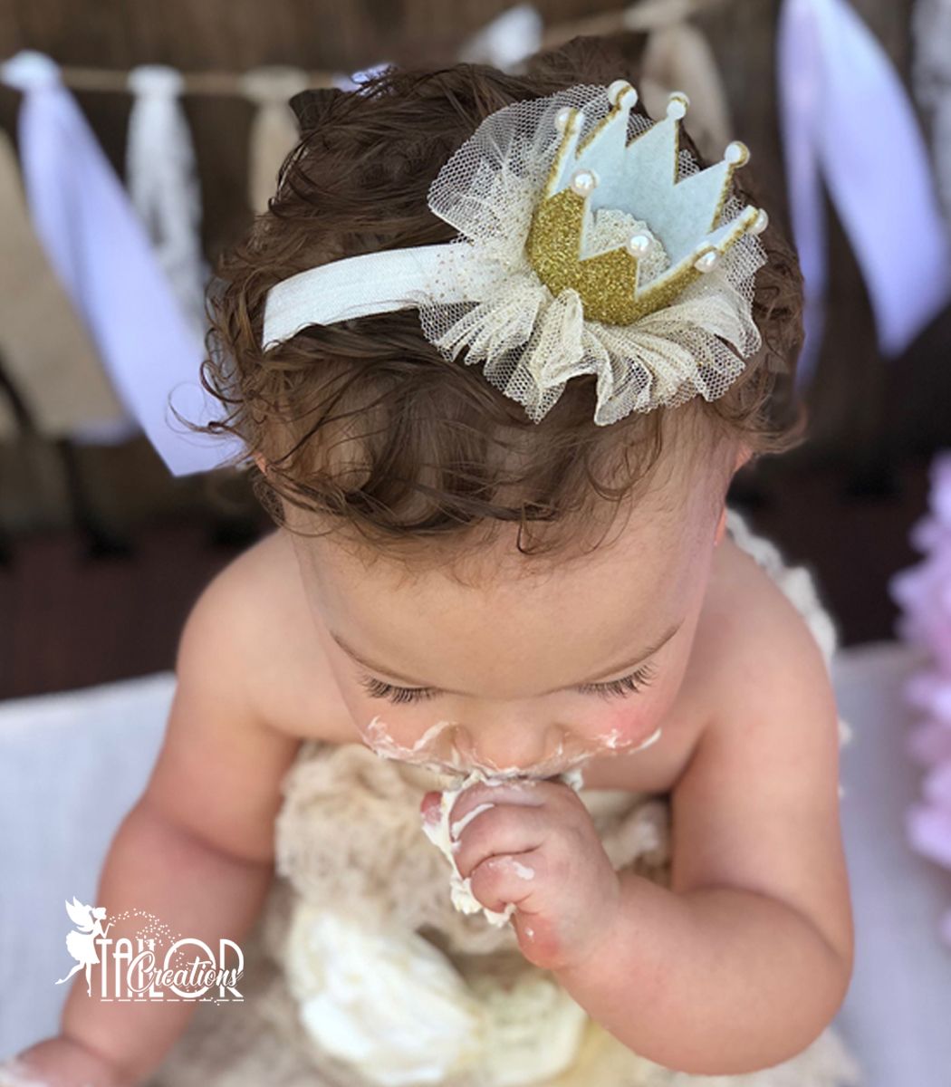 Mini Gold Glitter Crown Headband