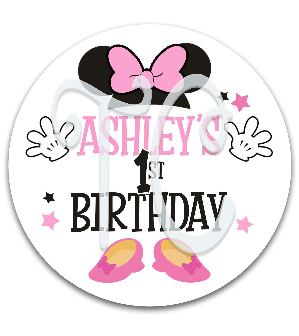 Minnie Mouse Birthday Stickers, Minnie Mouse first birthday favor stickers