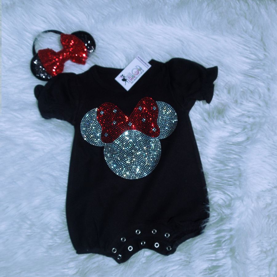 Minnie Mouse Rhinestone Romper Outfit