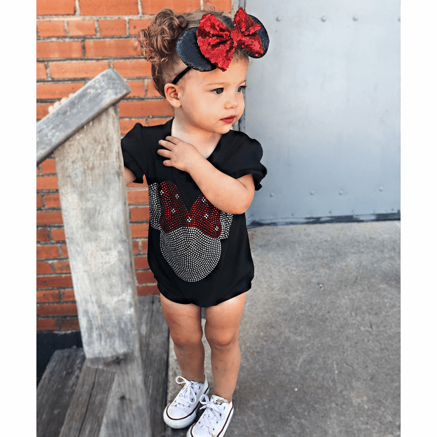 Minnie Mouse Rhinestone Romper Outfit