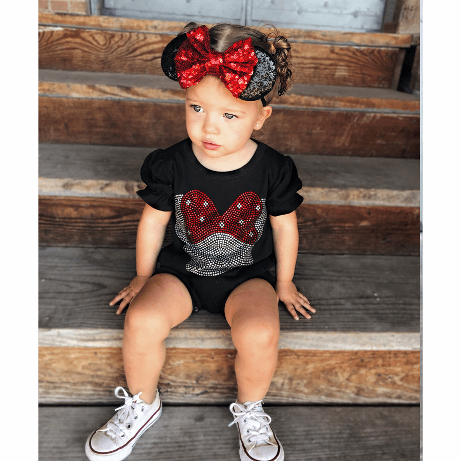 Minnie Mouse Rhinestone Romper Outfit