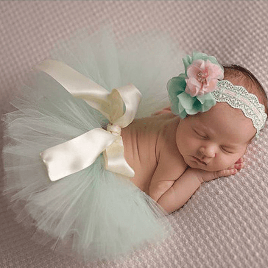 Mint and Ivory Newborn tutu Set