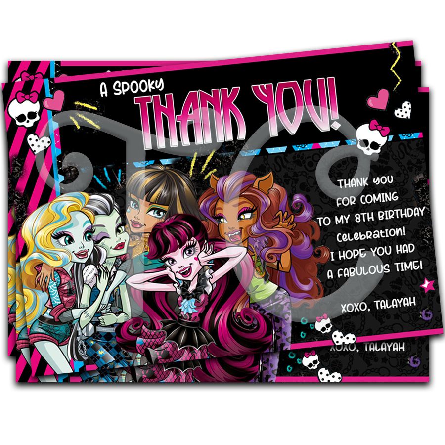 Monster High Personalized Thank you Cards