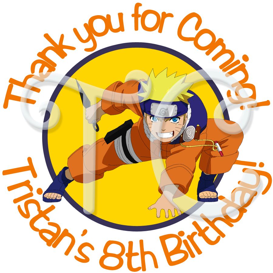 Naruto Custom Birthday Gift Tag Labels Stickers Favors Party Supplies