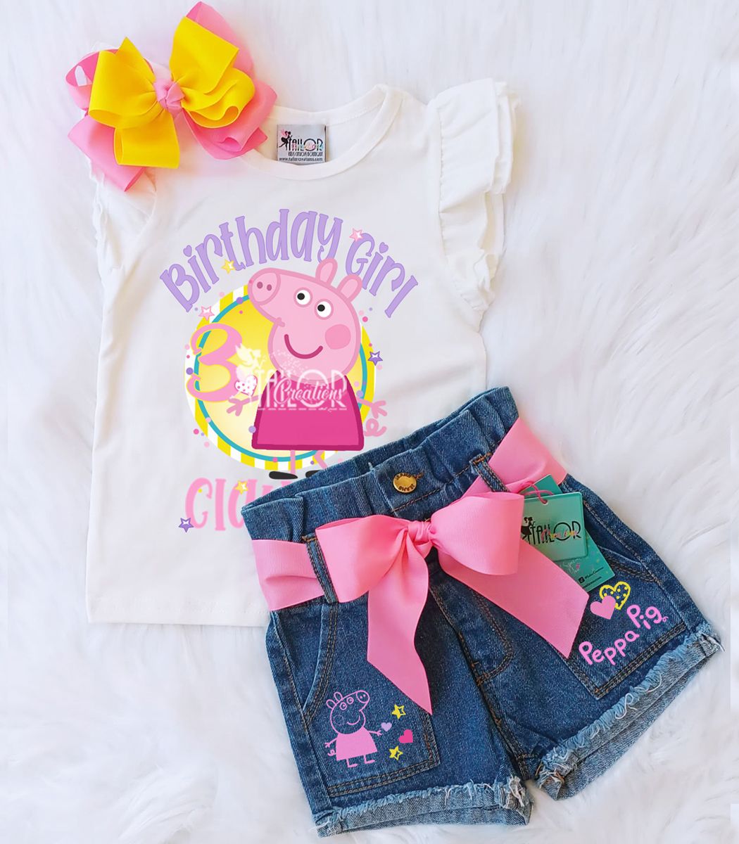 Peppa Pig Personalized Birthday Party Denim Jeans Outfit T Shirt ...