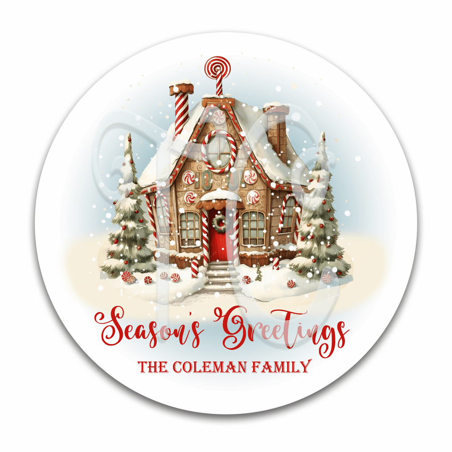 Peppermint Gingerbread House Custom Christmas Stickers