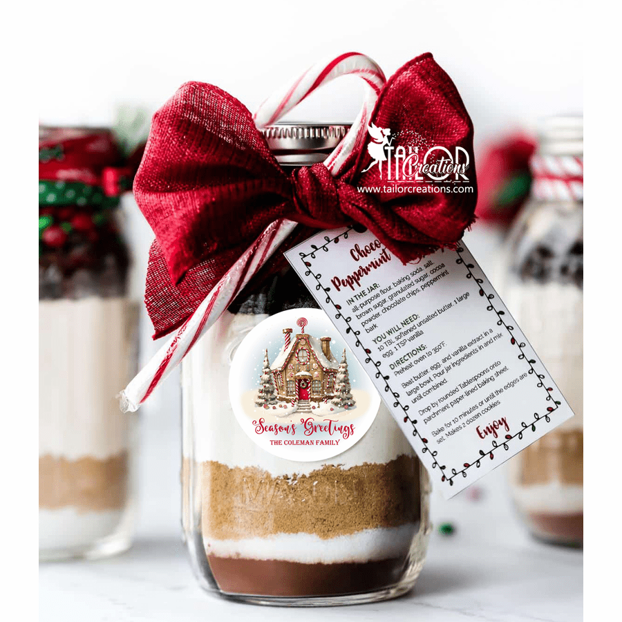 Peppermint Gingerbread House Custom Christmas Stickers