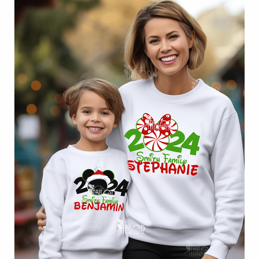 peppermint minnie mouse christmas name sweatshirt - disney 2025 ...