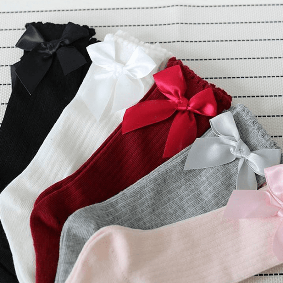 Pink Bow Knee High Socks