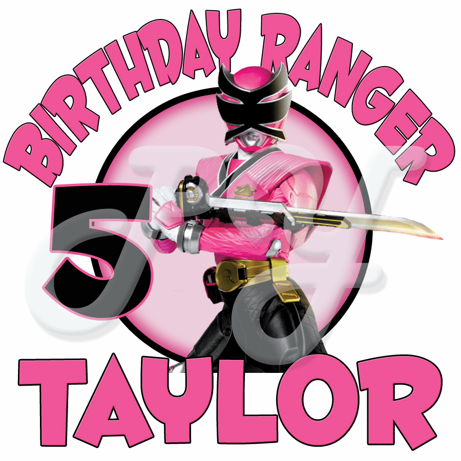 Pink Power Ranger Samurai personalized birhtday t shirt