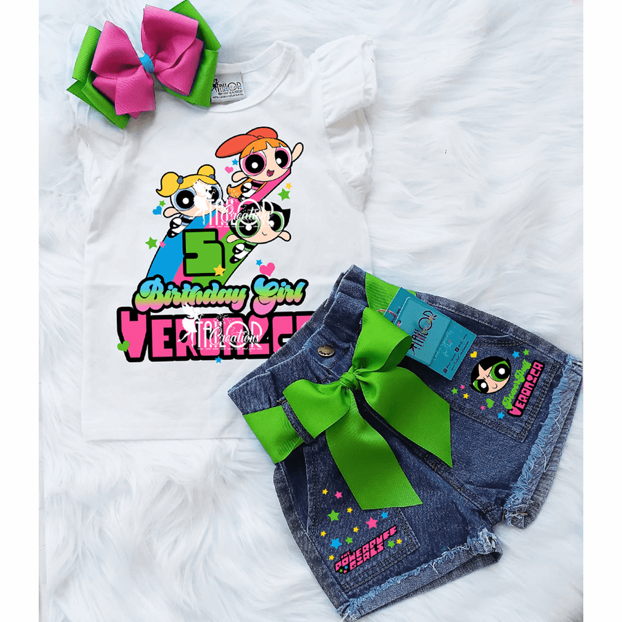 Powerpuff Girls Custom Birthday T Shirt Shorts Set Outfit Party Clothes ...