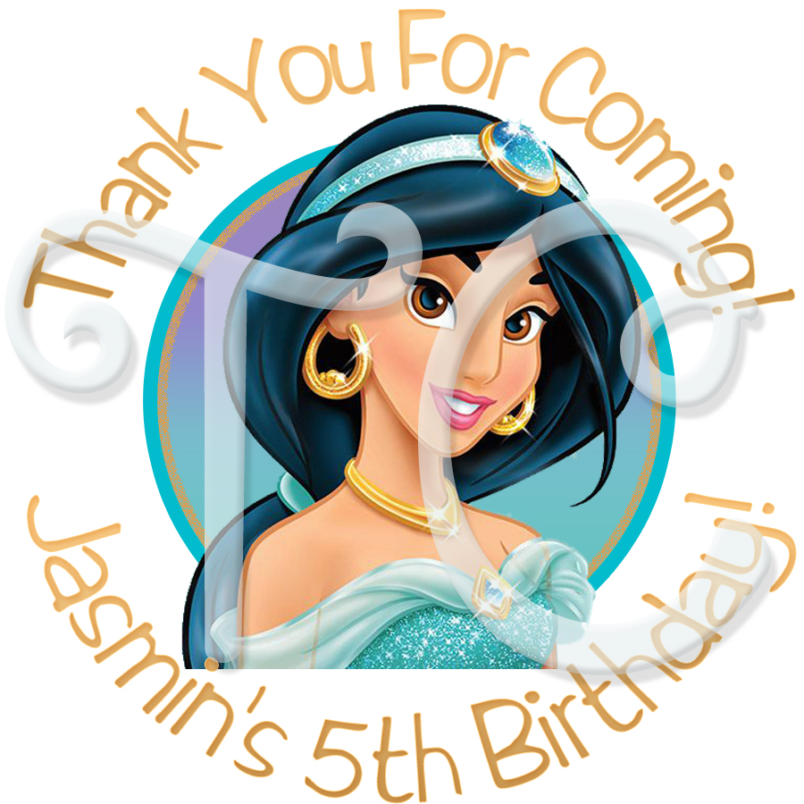 Princess Jasmine Custom Birthday Stickers