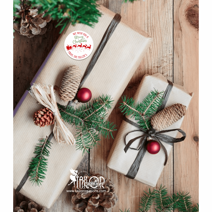 Santa's Sleigh Custom Christmas Stickers, Santas Sleigh Custom Holiday ...