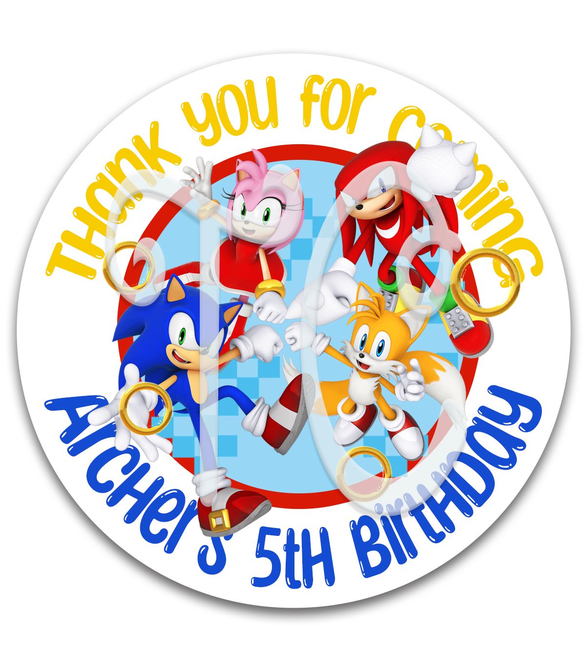 Sonic the Hedgehog Stickers, Sonic Birthday Labels, Sonic Favor Stickers
