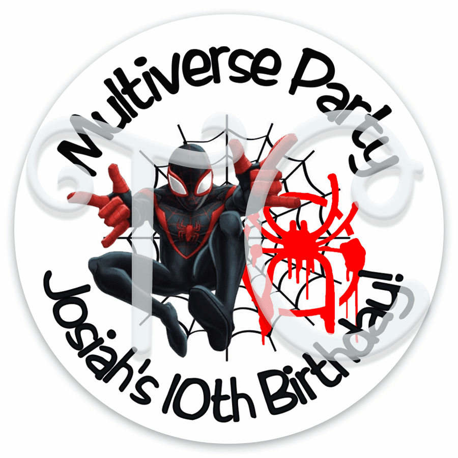 Spiderman Miles Morales Custom Birthday Stickers