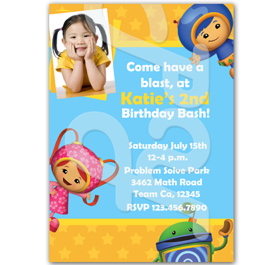 Team Umizoomi personalized invitations