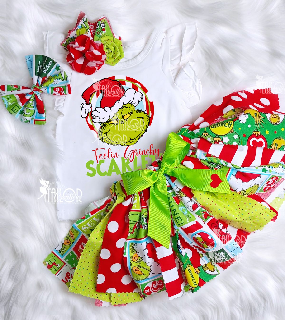The Grinch Custom Outfit, Merry Grinchmas Tutu Outfit, Dr Seuss How the ...