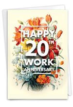 Flowers For Milestones - 20: Artful Anniversary Work Milestone Paper Card