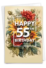Flowers For Milestones - 55: Artistic Birthday Milestone Greeting Card