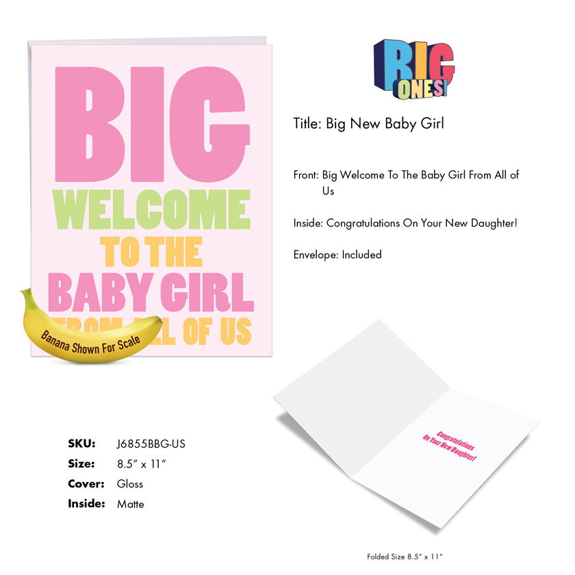 Big New Baby Girl: Funny Baby Big Card