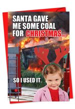 Santa Coal Naughty Christmas Card