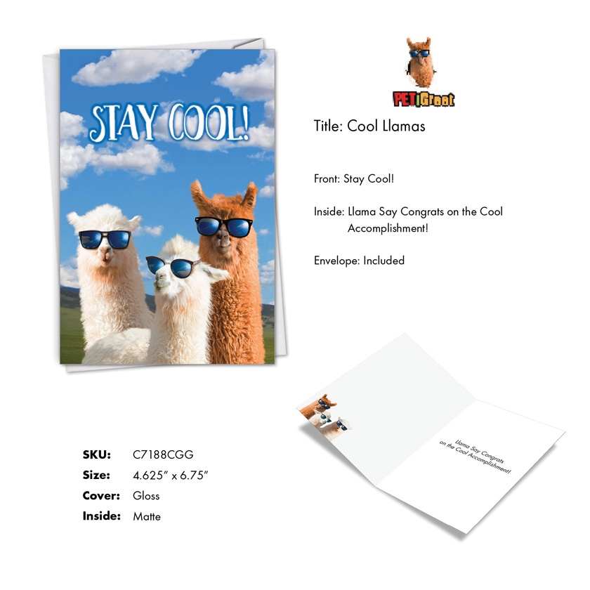 Cool Llamas - Congrats: Funny Congratulations Card
