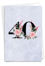 Floral Work 40: Creative Anniversary Work Milestone Paper Greeting Card