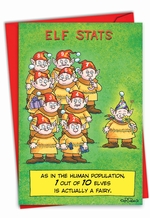 Elf Stats: Humor Christmas Greeting Card
