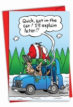 Explain Later: Funny Christmas Greeting Card - Reindeers