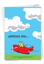 Flying Low Cartoons Miss You Paper Card D.T. Walsh