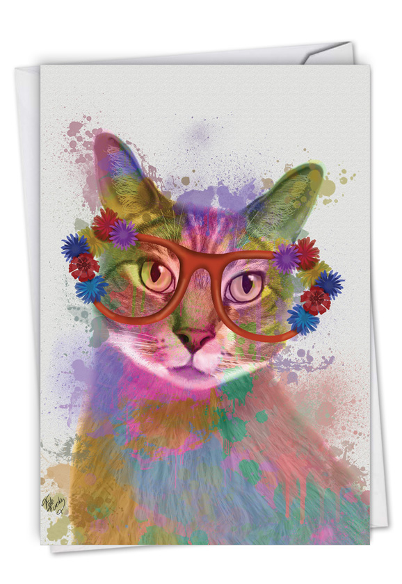 Funky Rainbow Cats - Cool Cat: Creative Birthday Greeting Card