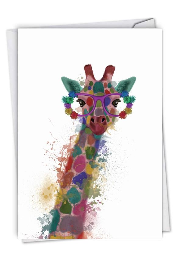 Funky Rainbow Wildlife - Giraffe: Congratulations Card