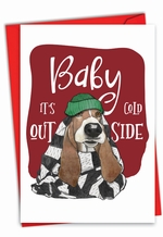 Holiday Dog Antics - Cold Outside: Stylish Merry Christmas Card