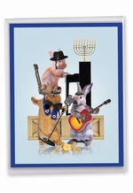 Menorah Animals Bands - Rabbits: Beautiful Chanukah Extra Large Card