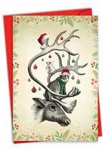 Vintage Farm Animals - Antlers: Beautiful Merry Christmas Greeting Card ...