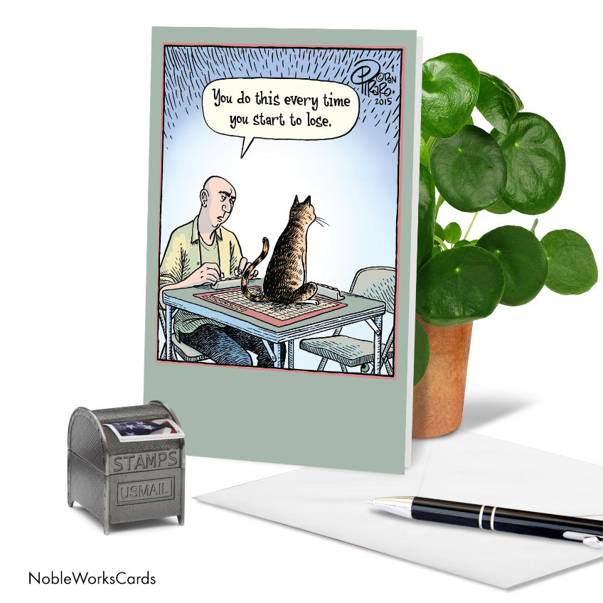 Sore Loser Cat: Humorous All Occasions Blank Paper Card